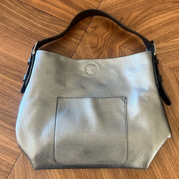 Joy Susan | Bags | Joy Susan Silver Leather Hobo Bag Black Bronze ...